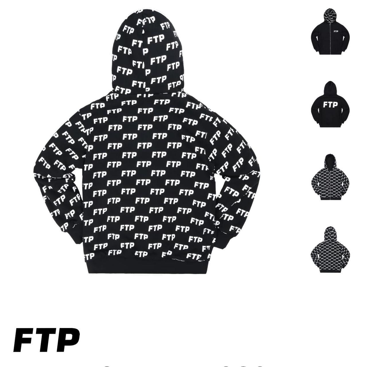 FTP All Over Hoodie size Large black Reversible... - Depop