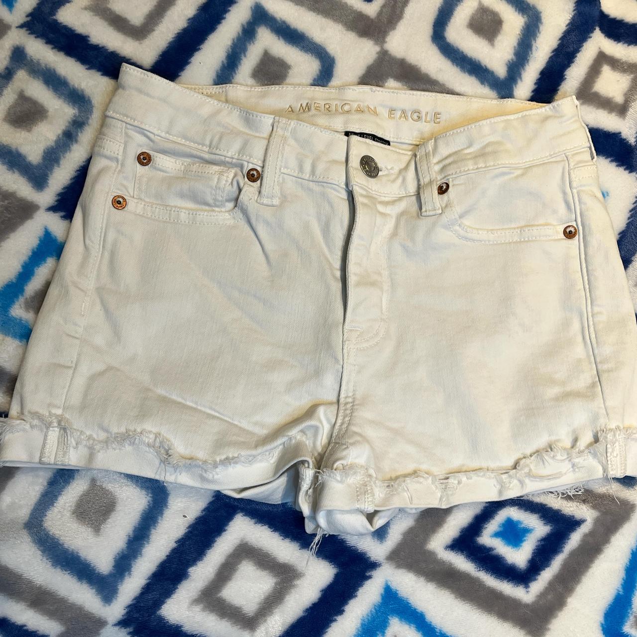 american eagle white jorts with fresh love on the... | Depop