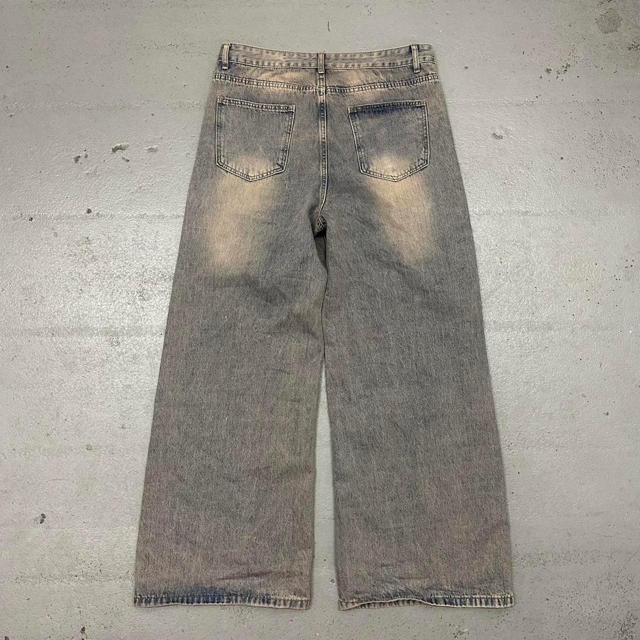 vintage baggy y2k urban wide leg faded distress wash... | Depop