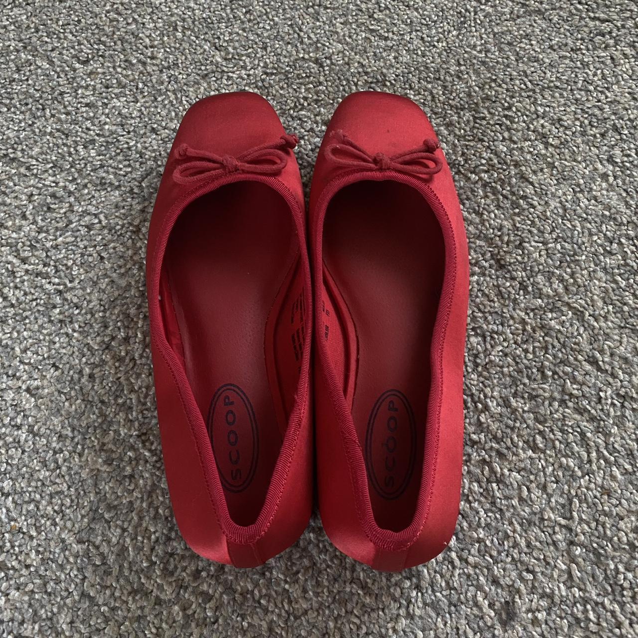 Red ballet flat shoes with bows size- 8 brand-... - Depop