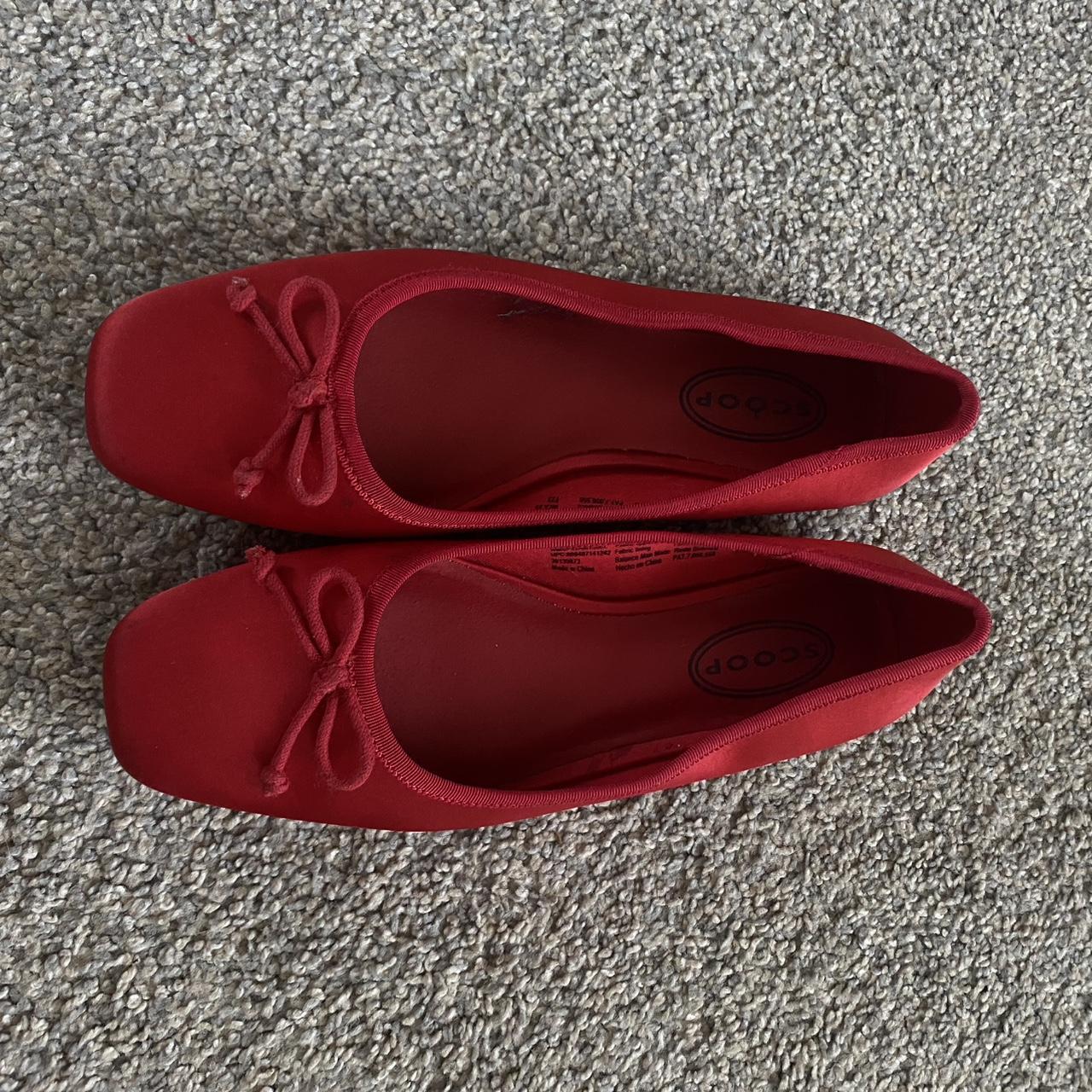 Red ballet flat shoes with bows size- 8 brand-... - Depop