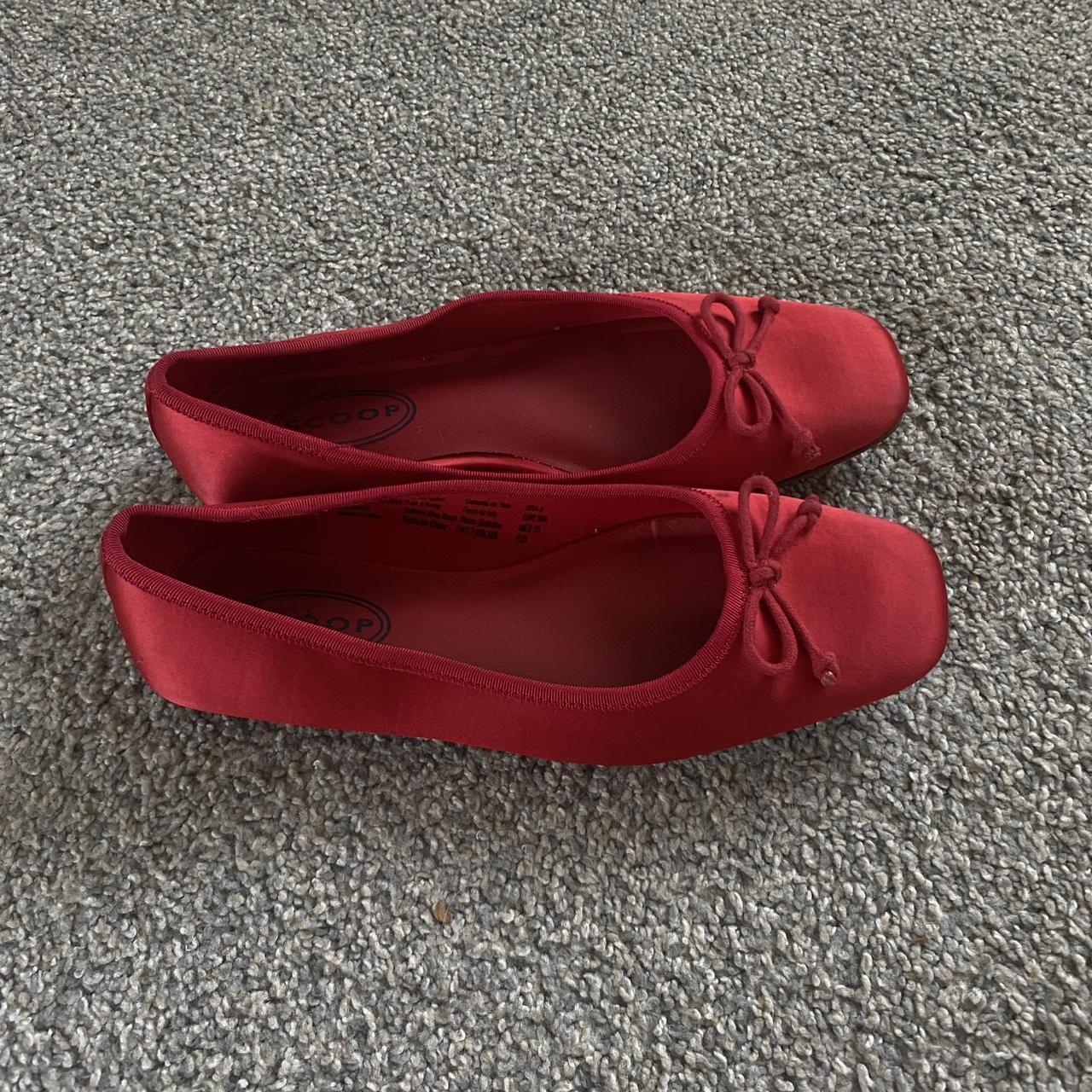 Red ballet flat shoes with bows size- 8 brand-... - Depop
