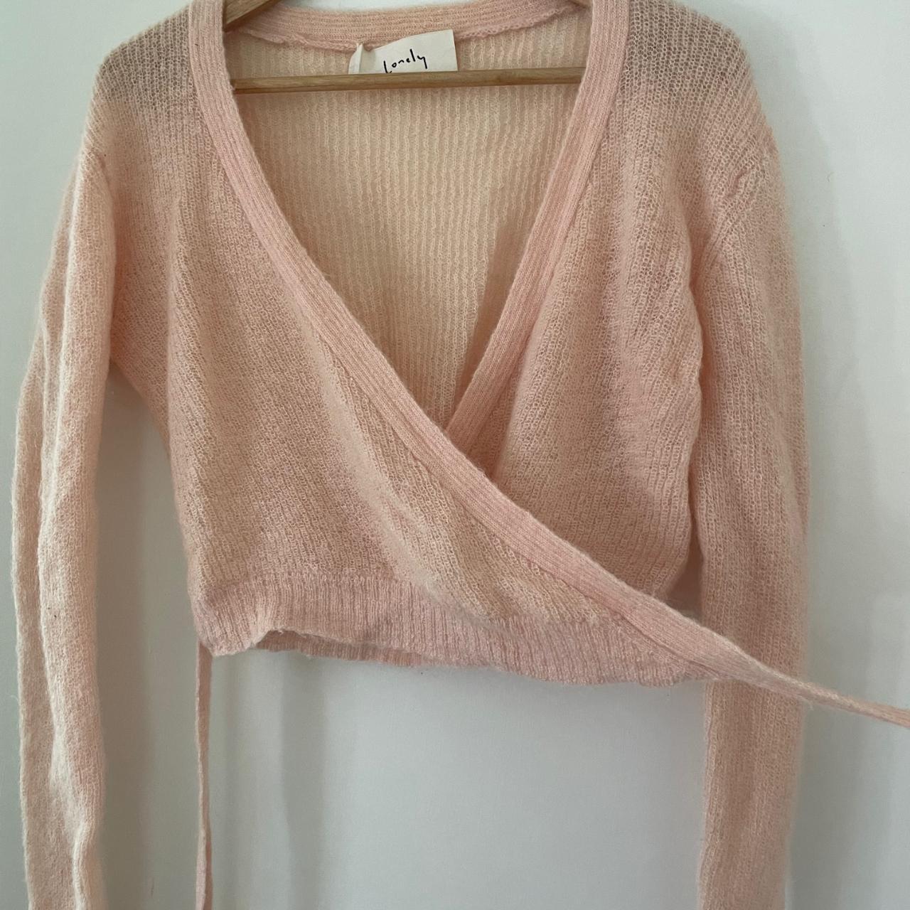 Lonely Ballerina Wrap Mohair Cardigan Pale pink Size... - Depop