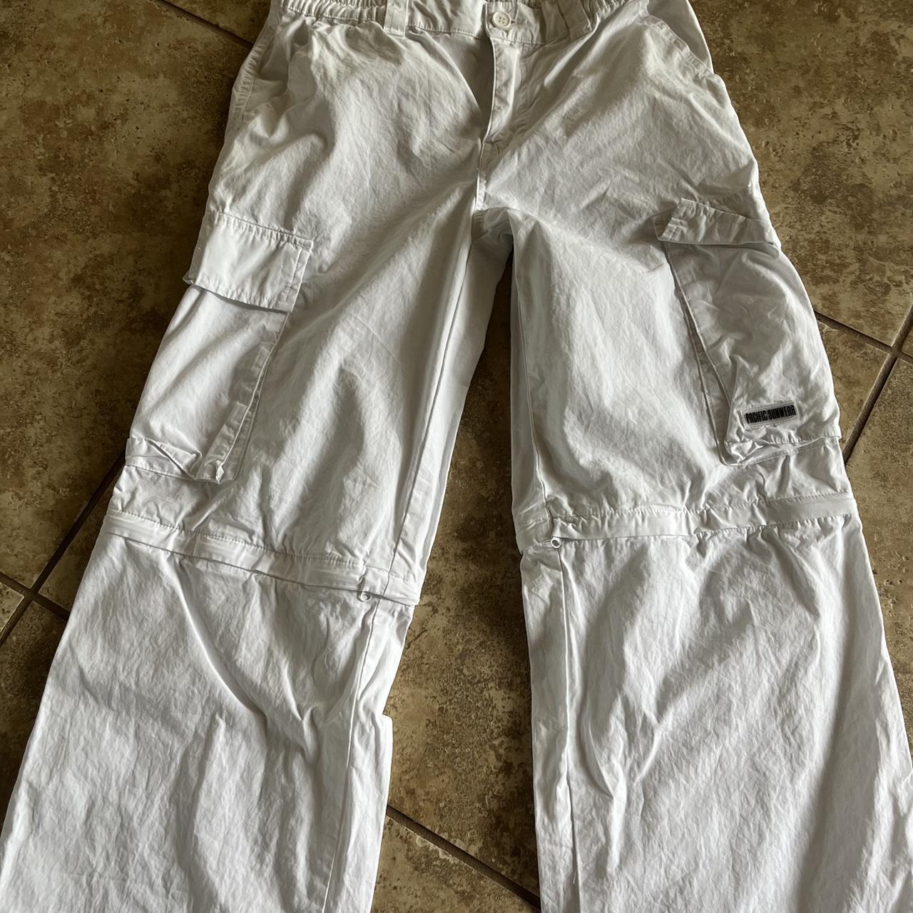 pacsun white cargo pants/detachable jorts - Depop