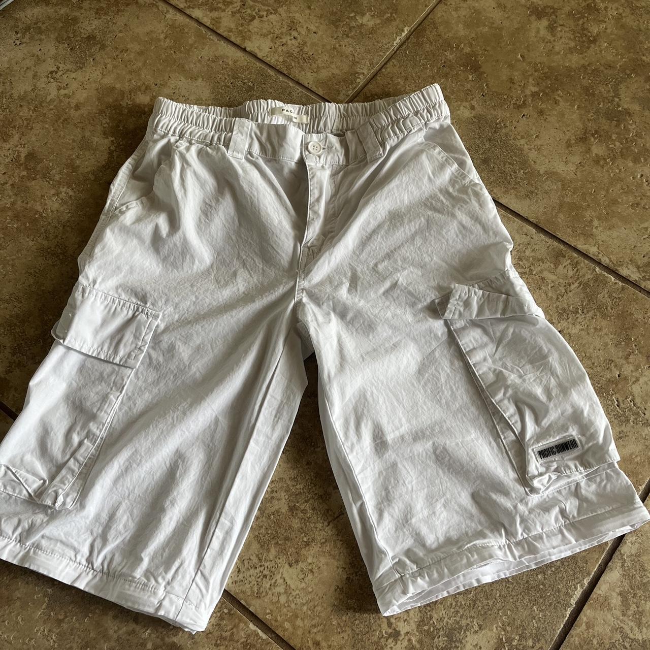pacsun white cargo pants/detachable jorts - Depop
