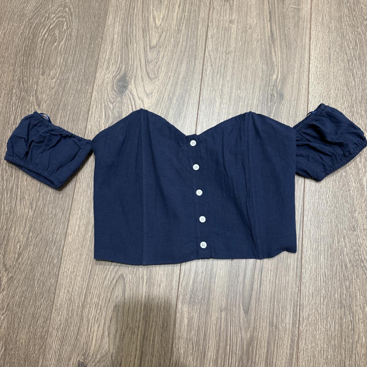 Medium size - Navy blue corset tube top with sleeves. - Depop