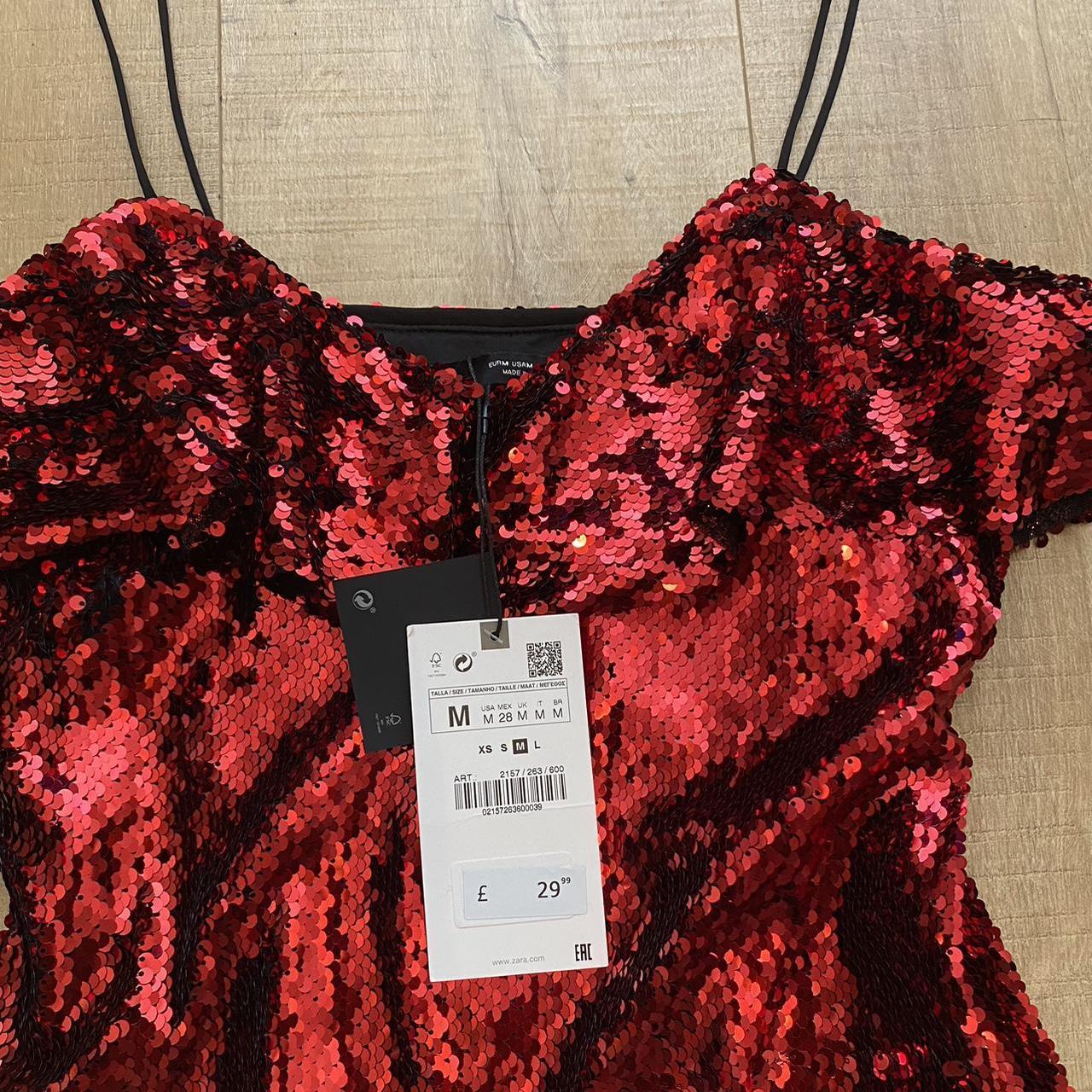 Zara Red Sequin Dress - Size M - Brand new with... - Depop