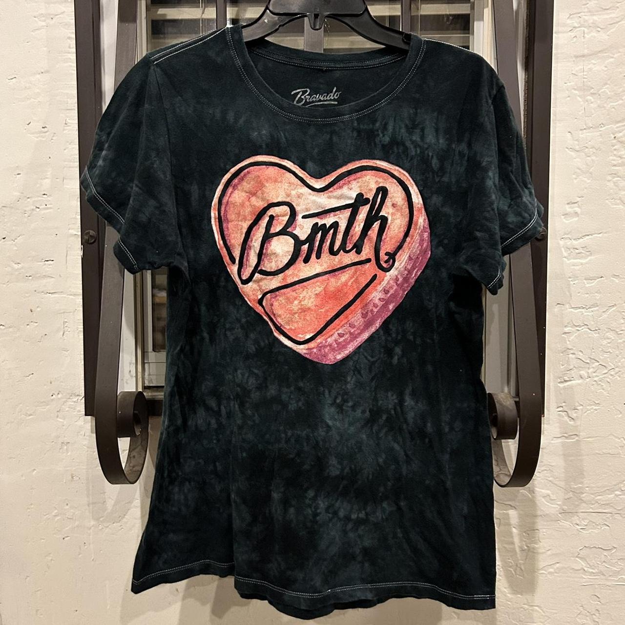 Acid washed Bring me the horizon BMTH band tee with... - Depop