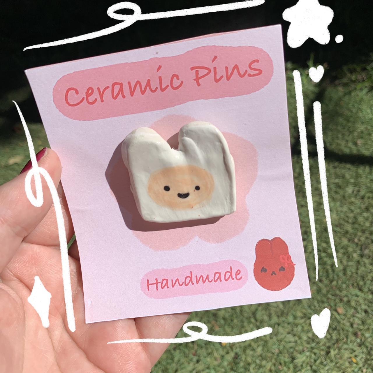 Handmade Ceramic Finn the human pin Visit my... - Depop