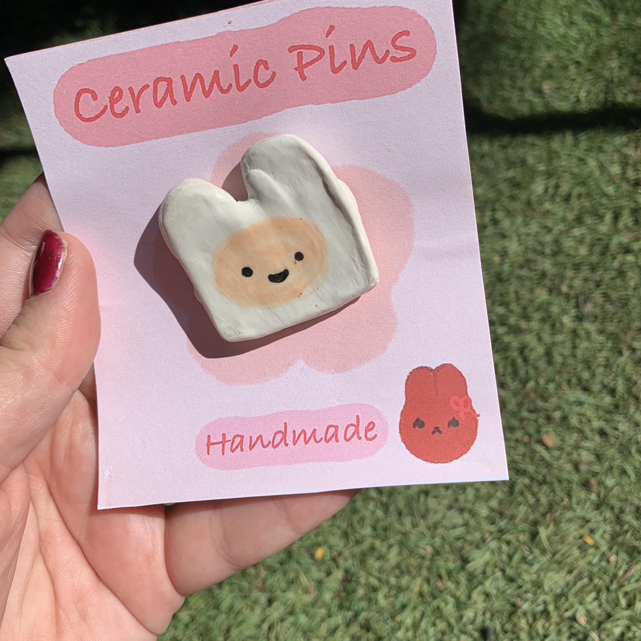 Handmade Ceramic Finn the human pin Visit my... - Depop