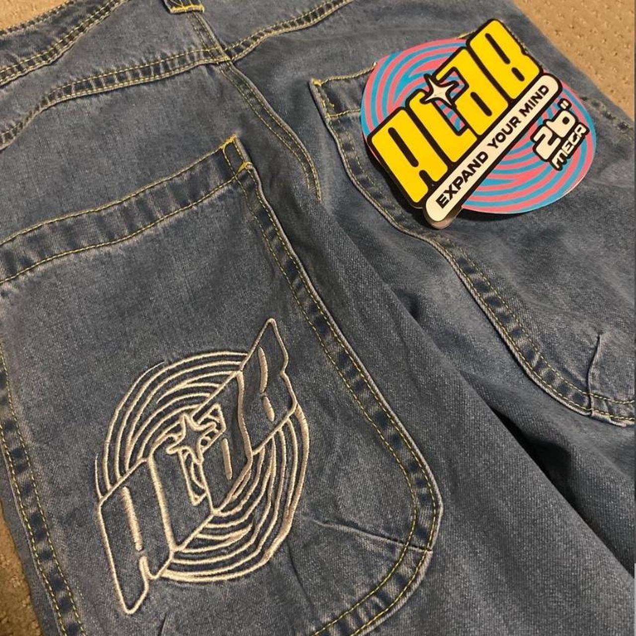 NEW ALAB BAGGY JEANS W/ BACK EMBROIDRY SIZE... - Depop