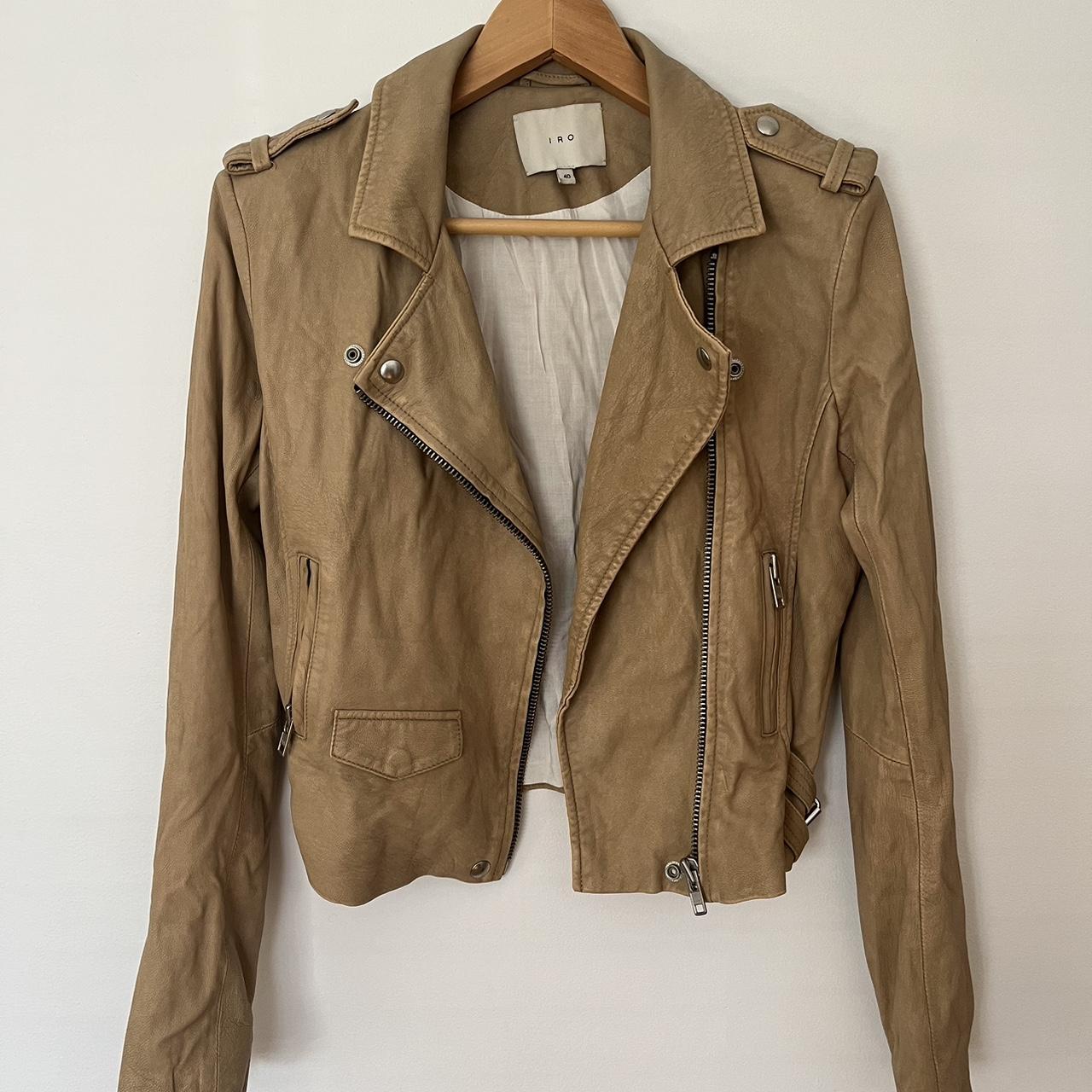 IRO- light tan lambs leather jacket. - Depop