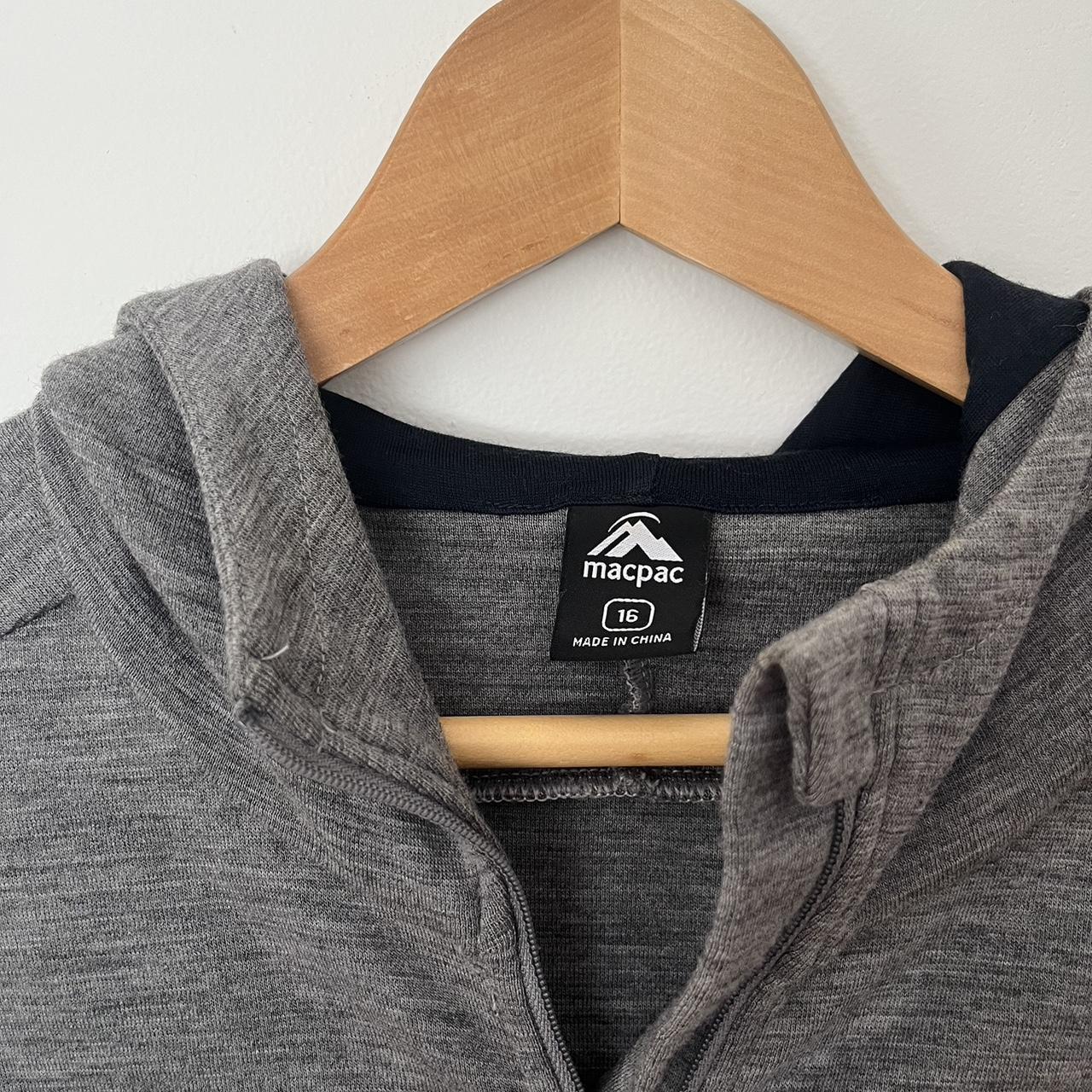 Macpac- grey merino wool hoodie - Depop