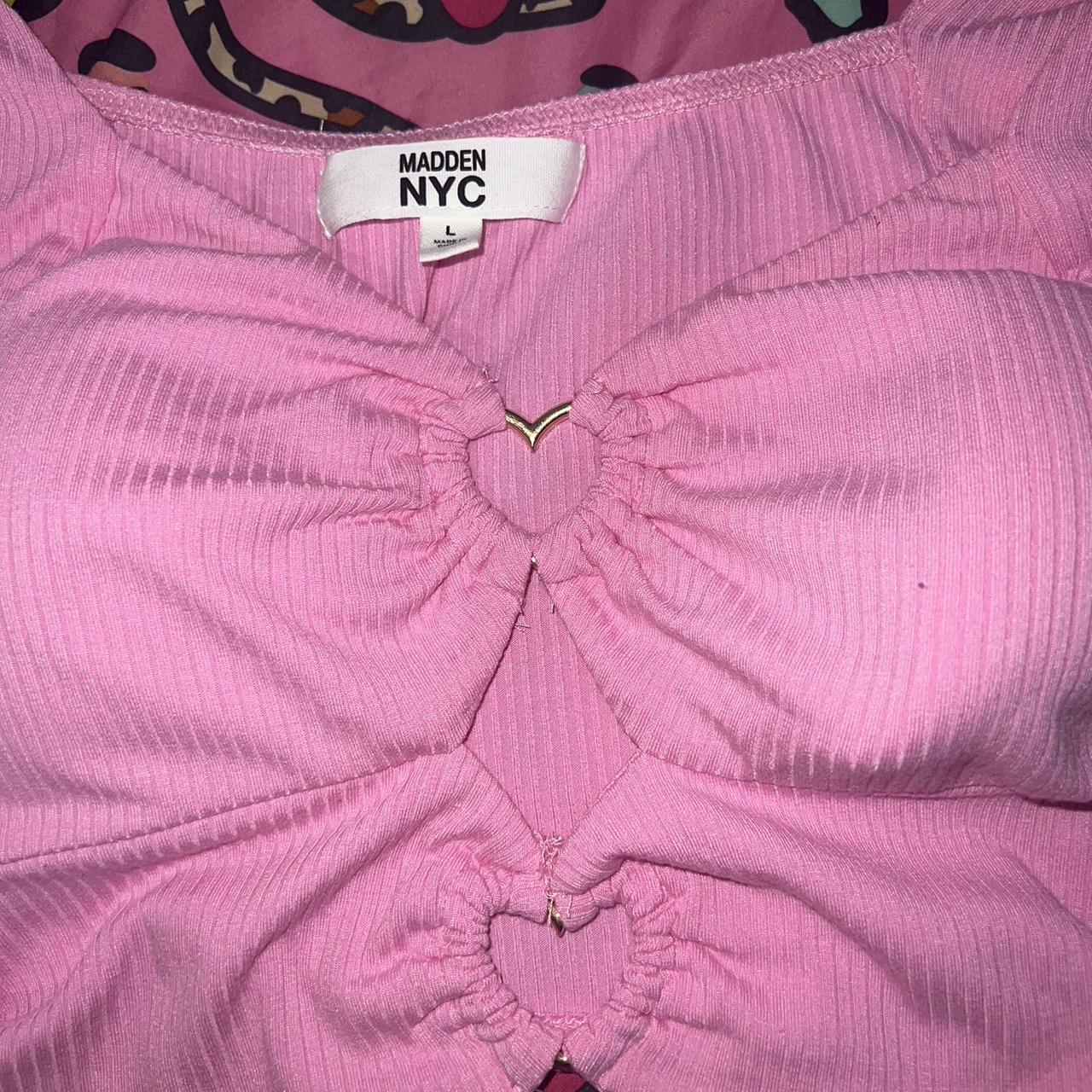 madden nyc pink heart crop top > size large but can... - Depop