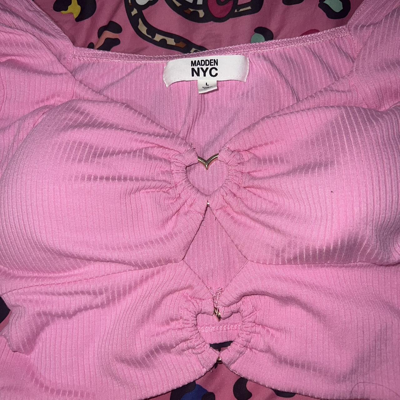 madden nyc pink heart crop top > size large but can... - Depop