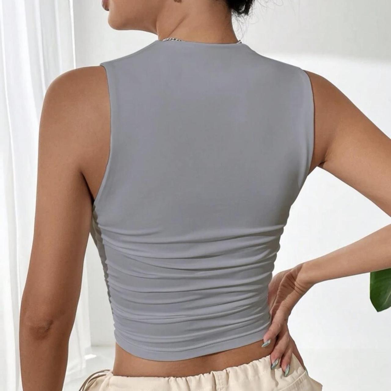 Grey square neck crop top! brand New, never worn -... - Depop