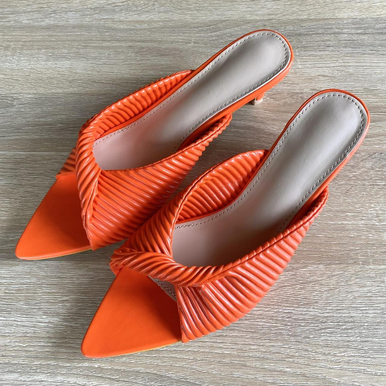 Orange Cross over mules/sandals/heels Brand New... - Depop