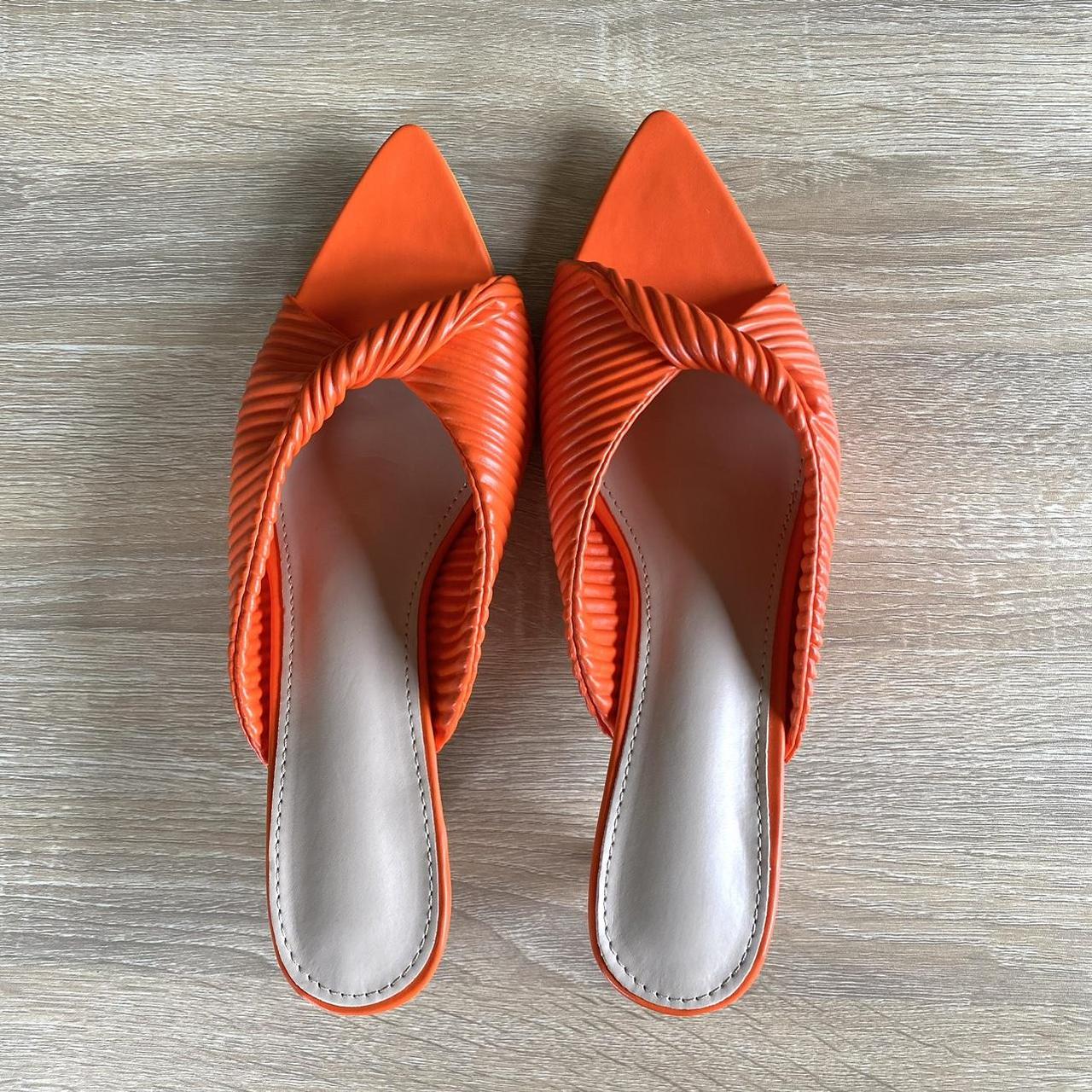Orange Cross over mules/sandals/heels Brand New... - Depop