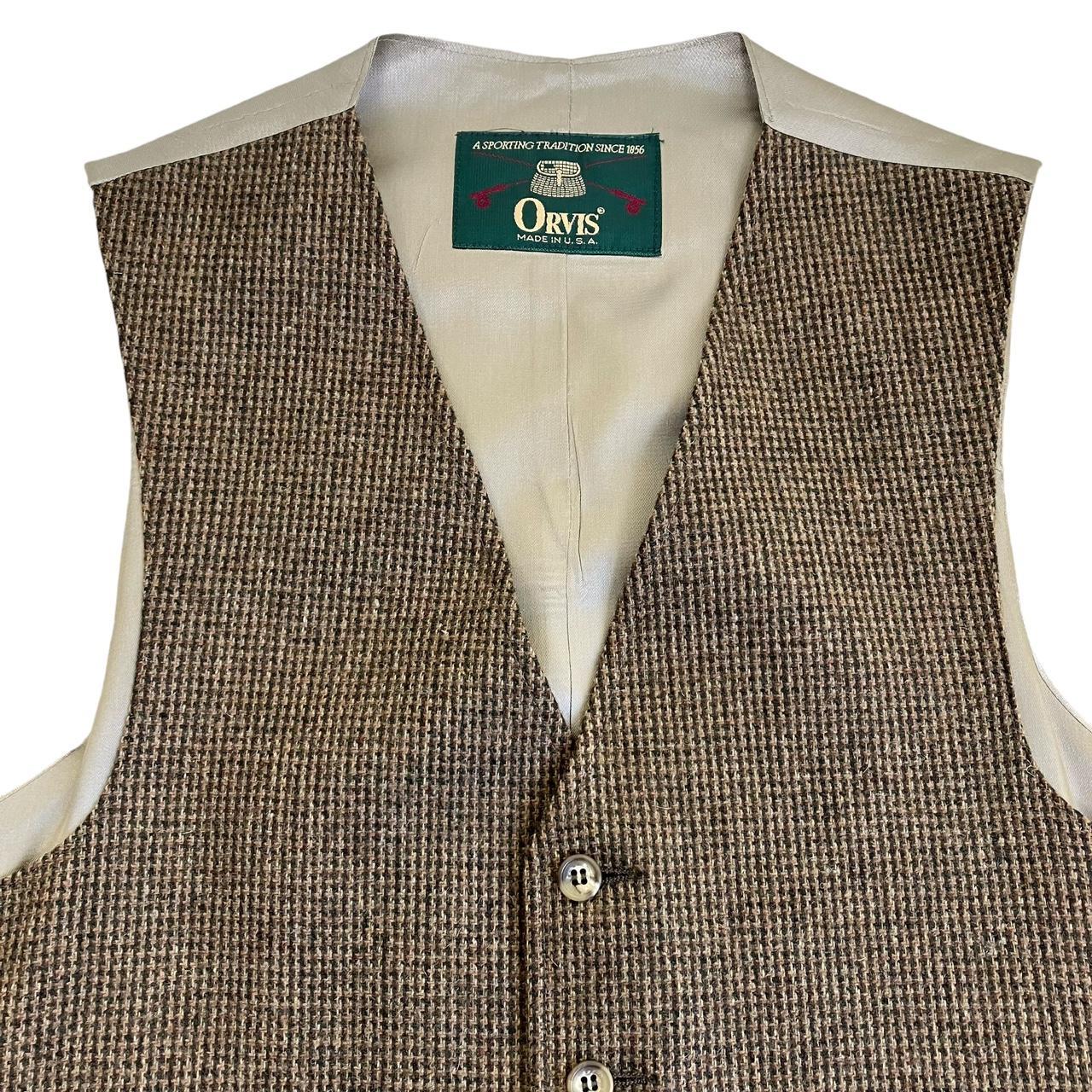 ORVIS Vintage Harris Tweed Vest Suit Vest Wool Brown... - Depop