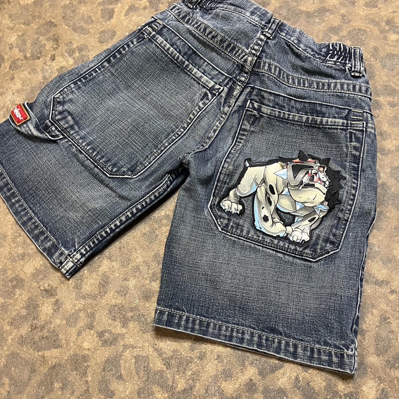baby jnco carpenter jorts sick bulldog patch on back... - Depop