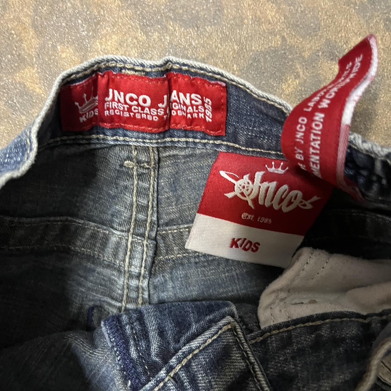 baby jnco carpenter jorts sick bulldog patch on back... - Depop