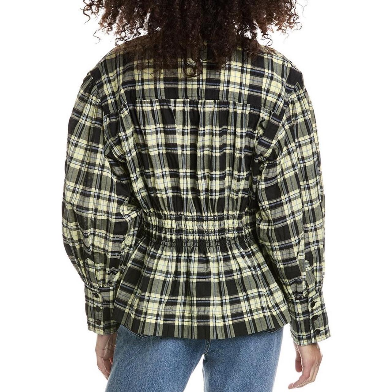 Ganni plaid v-neck top. Cotton. Great condition,... - Depop