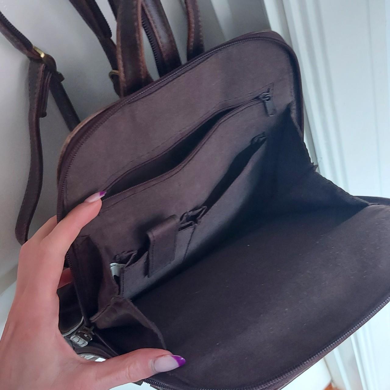 Beautiful brown backpack. Small-medium sized, zip... - Depop