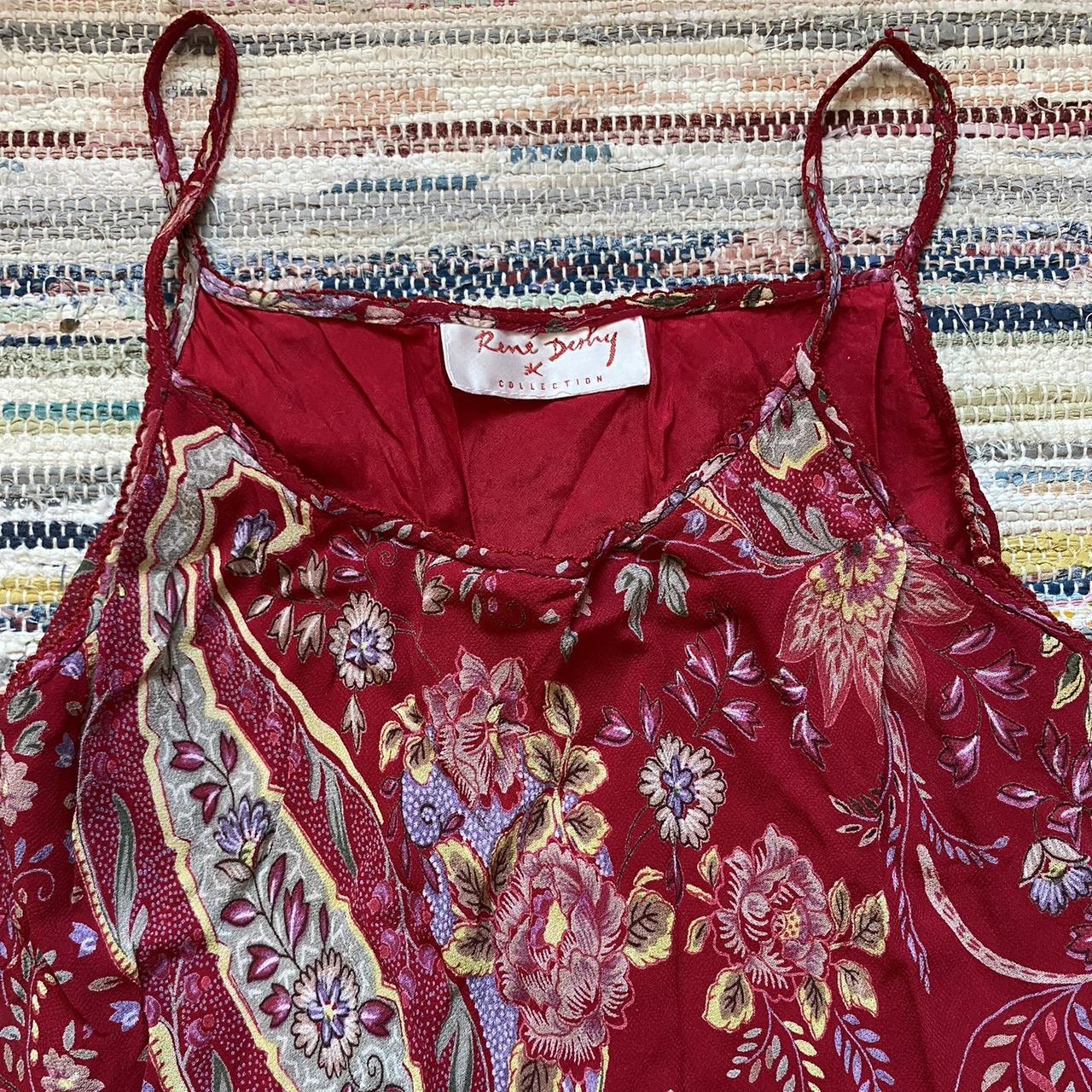 Rene Derhy vintage red floral slip dress Super... - Depop