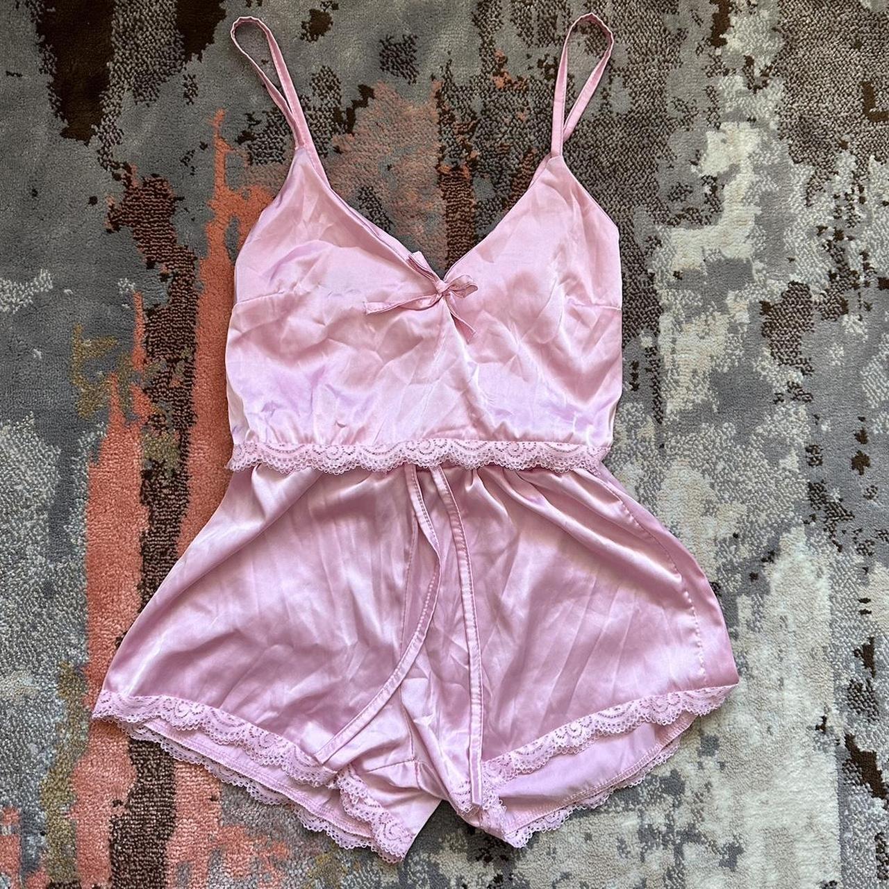 Lace Trim Pink Sleep Set Size S No brand... - Depop