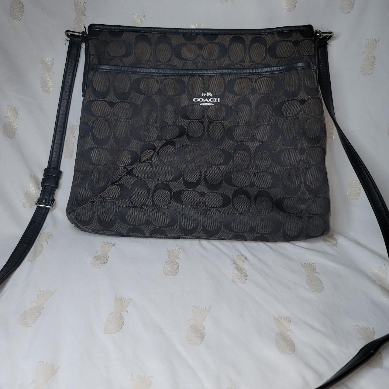 Coach Outline Signature File Bag Crossbody Black... | Depop