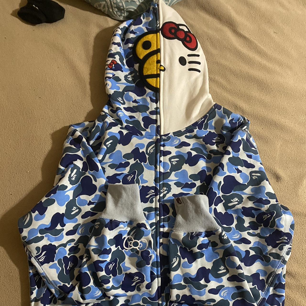 BAPE x Hello Kitty Full Zip Hoodie Blue - Depop