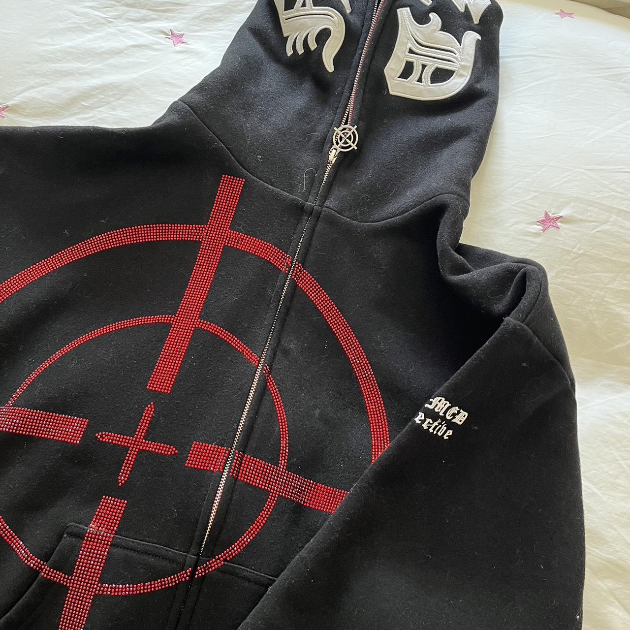 Named Collective Hoodie Black with red sequins Few... - Depop