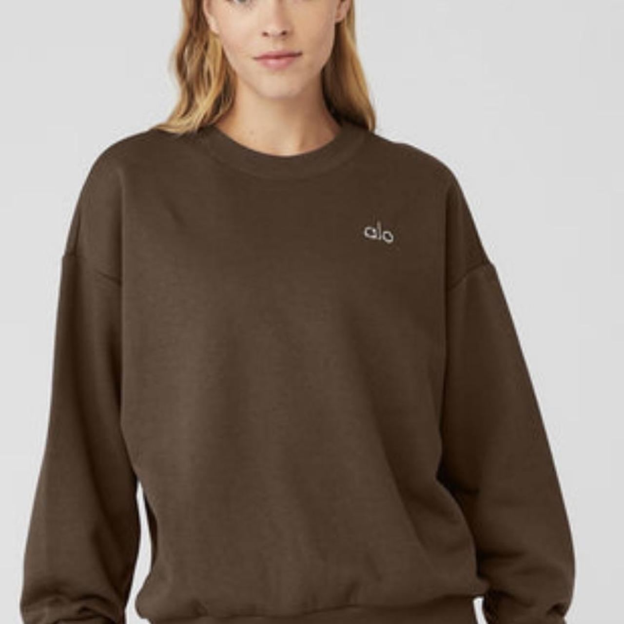Alo Accolade Crew Neck Pullover - Espresso, Size L,... - Depop