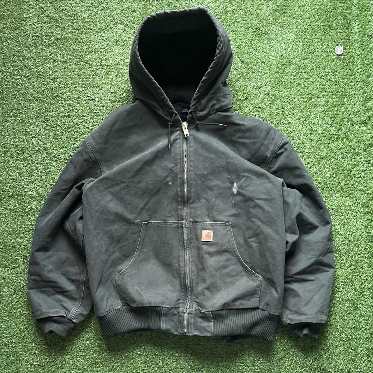Vintage Dark Green Carhartt Jacket Beautiful Faded... - Depop