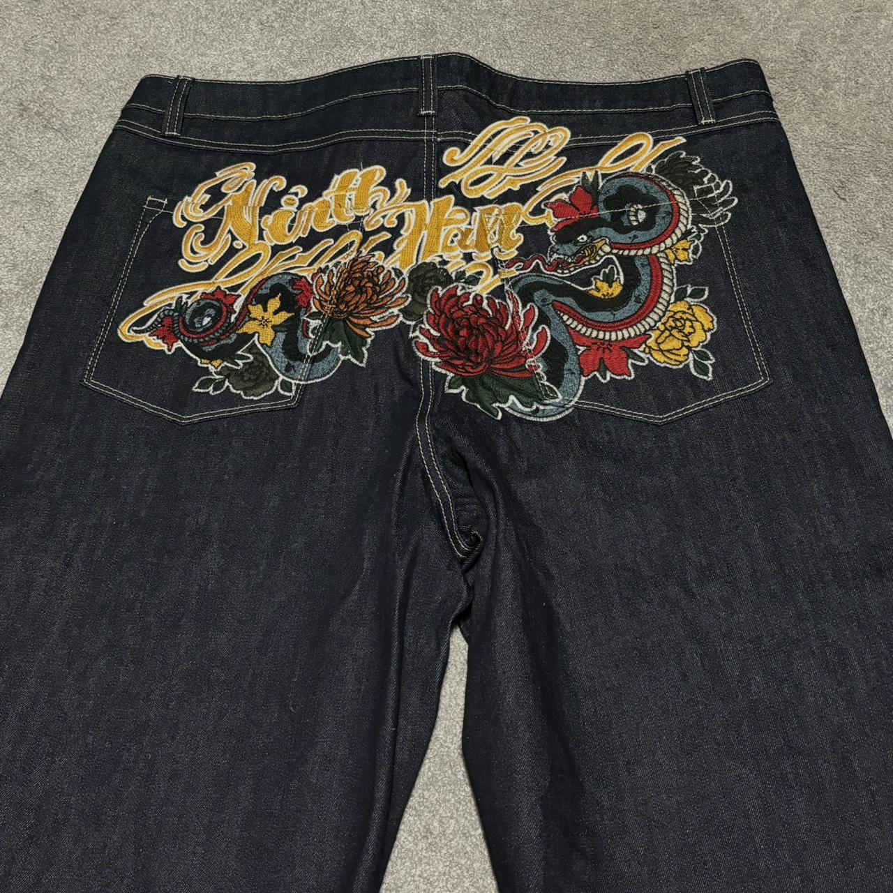 Ninth Hall Embroidered Jeans Super Baggy... - Depop