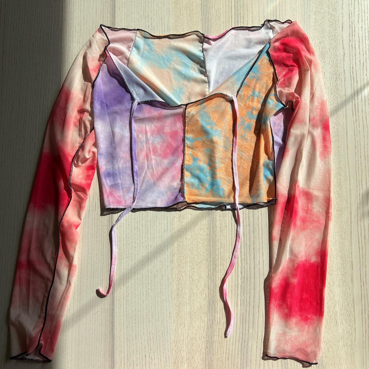 Multicolored sheer crop top! really cute for... - Depop