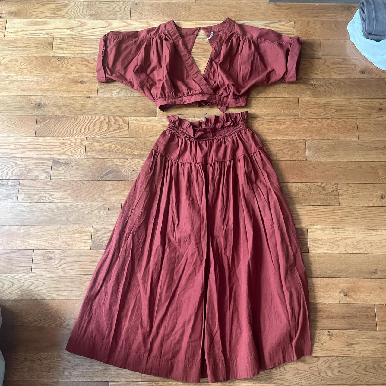 Adorable brick red Free People set barely worn size... - Depop