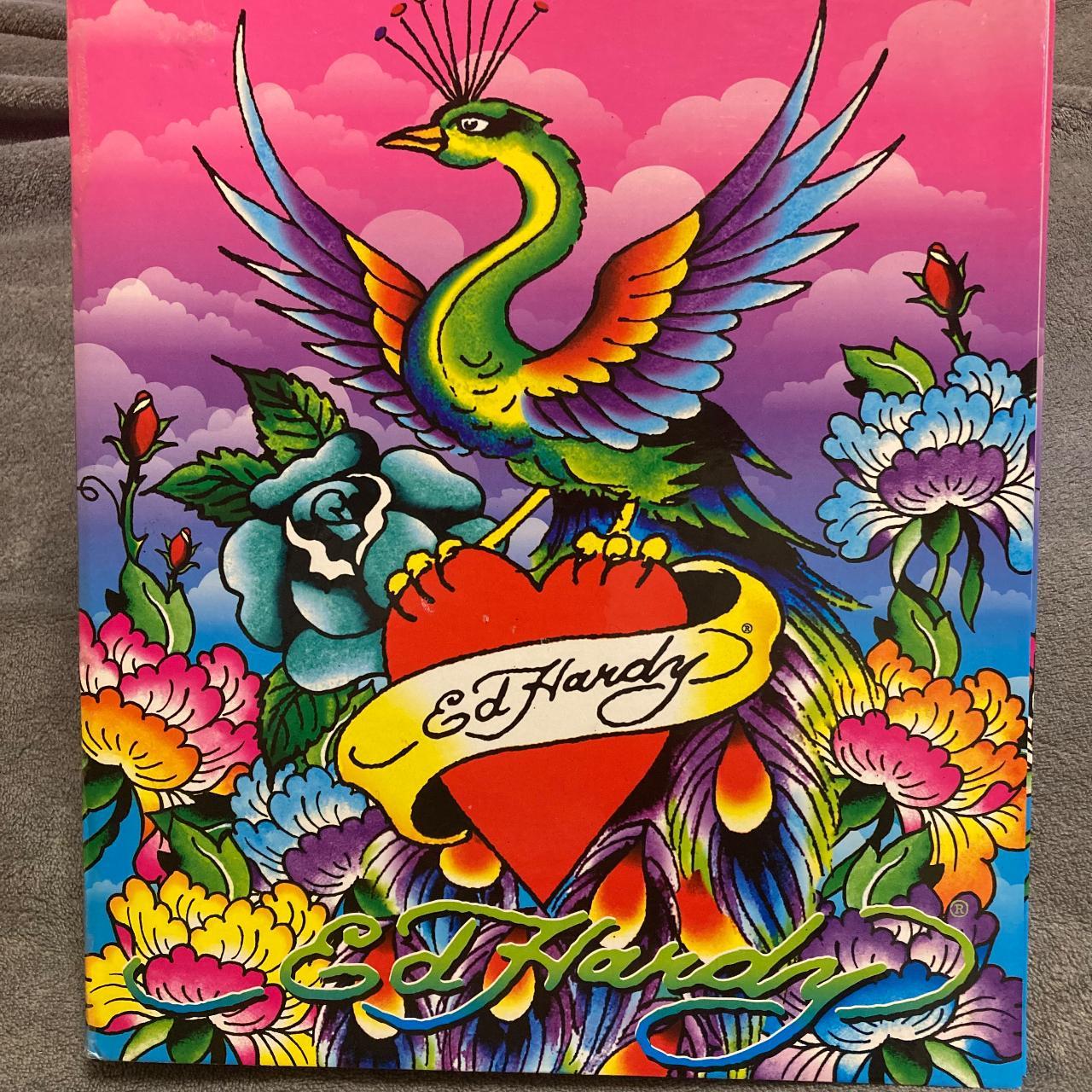 Lisa Frank X Ed Hardy Peacock Heart 1" Three Ring... - Depop