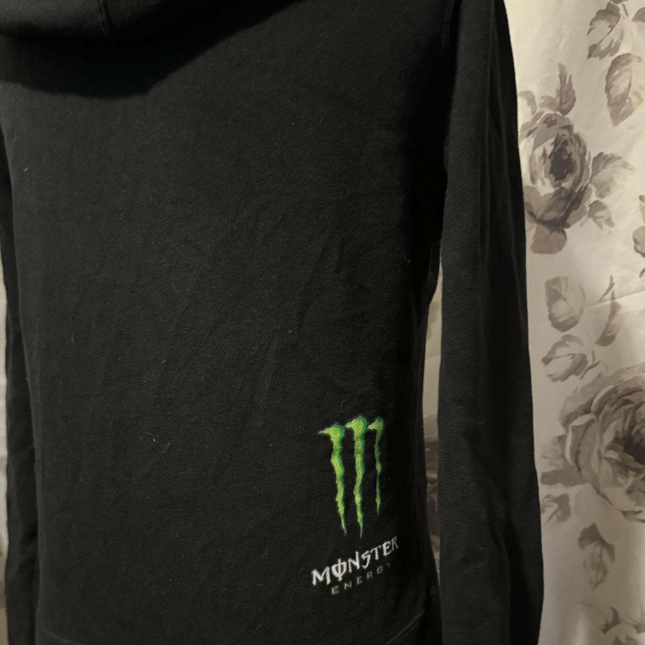 Monster Energy black and green zip up hoodie in a... - Depop