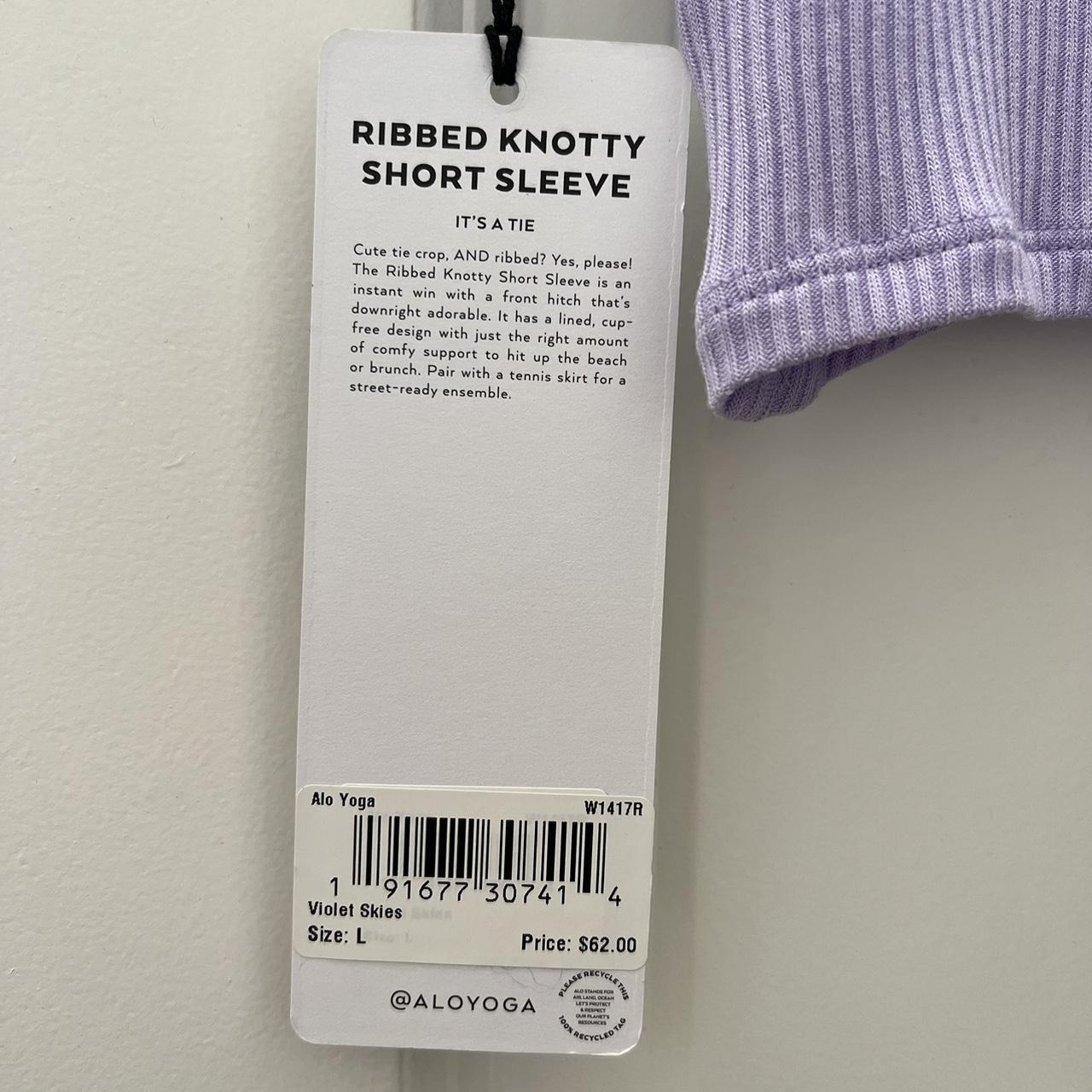 Alo yoga ribbed knotted short sleeve top - Depop