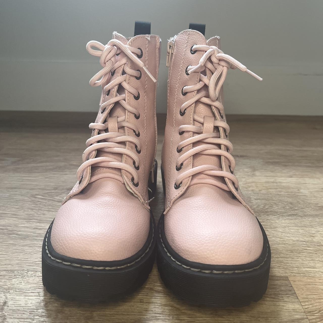 Light pink combat boots - Depop
