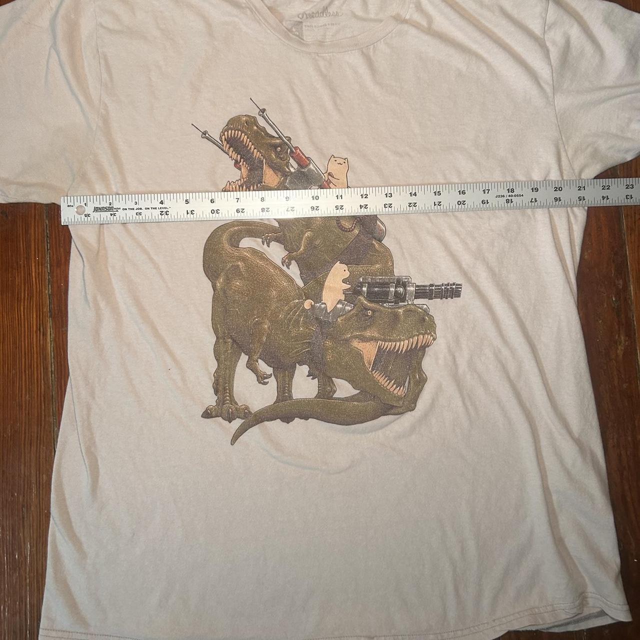 Threadless Cats riding T Rex t-shirt Some loose... - Depop