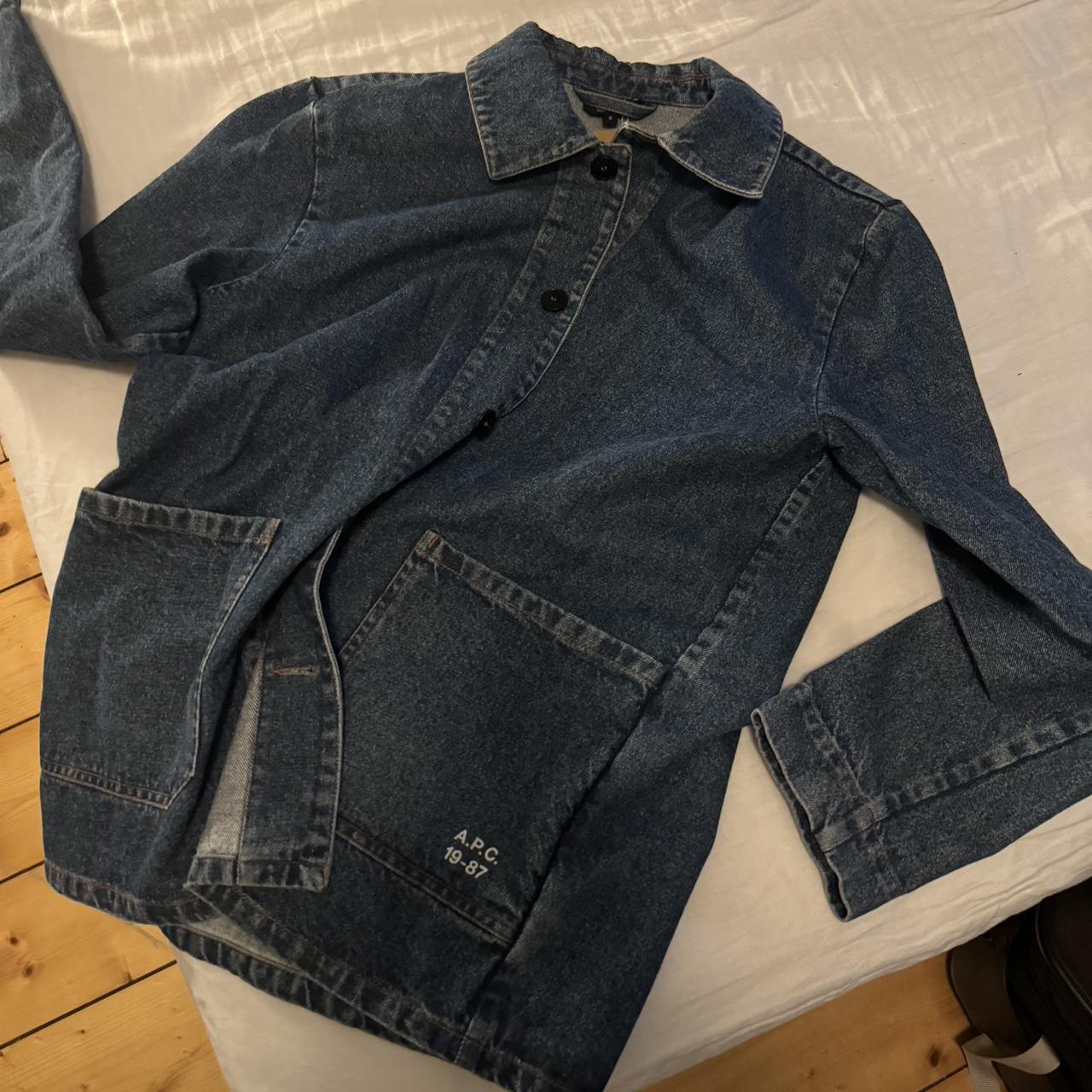APC denim jacket Size S unisex / men's Boxy fit ... - Depop