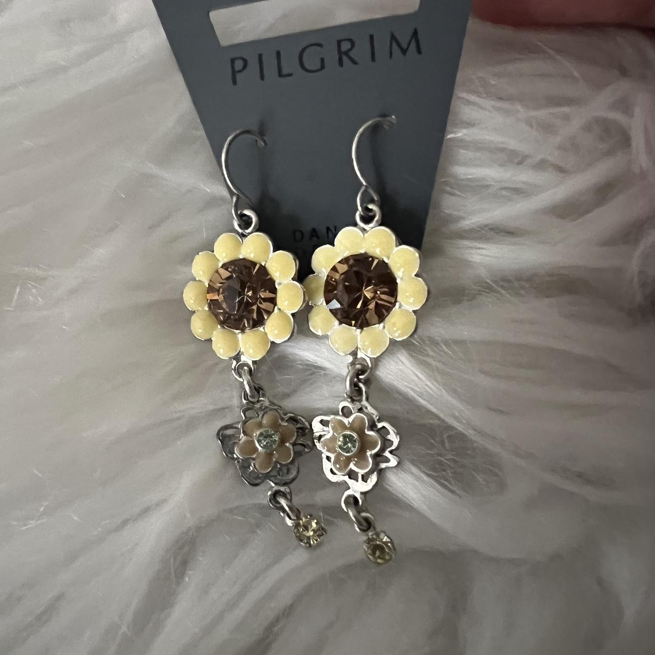 Pilgrim yellow and silver flower earrings Brand... - Depop