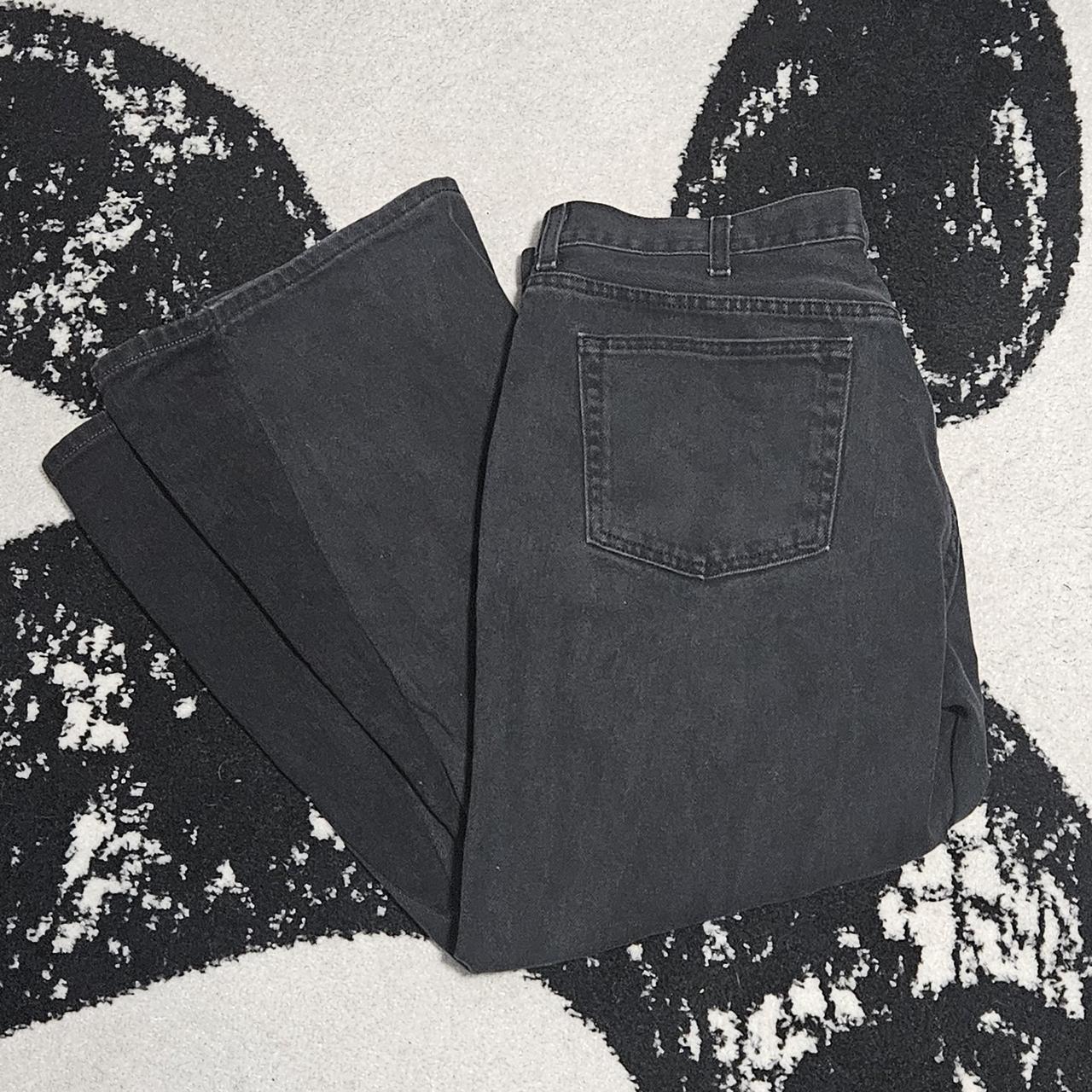 custom flared black jeans 37 measurements are in... | Depop