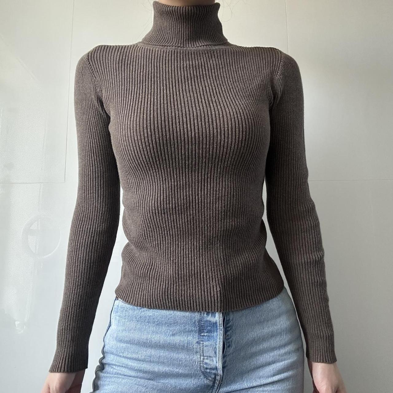 Brown ribbed turtleneck 100% cotton Reference:... - Depop