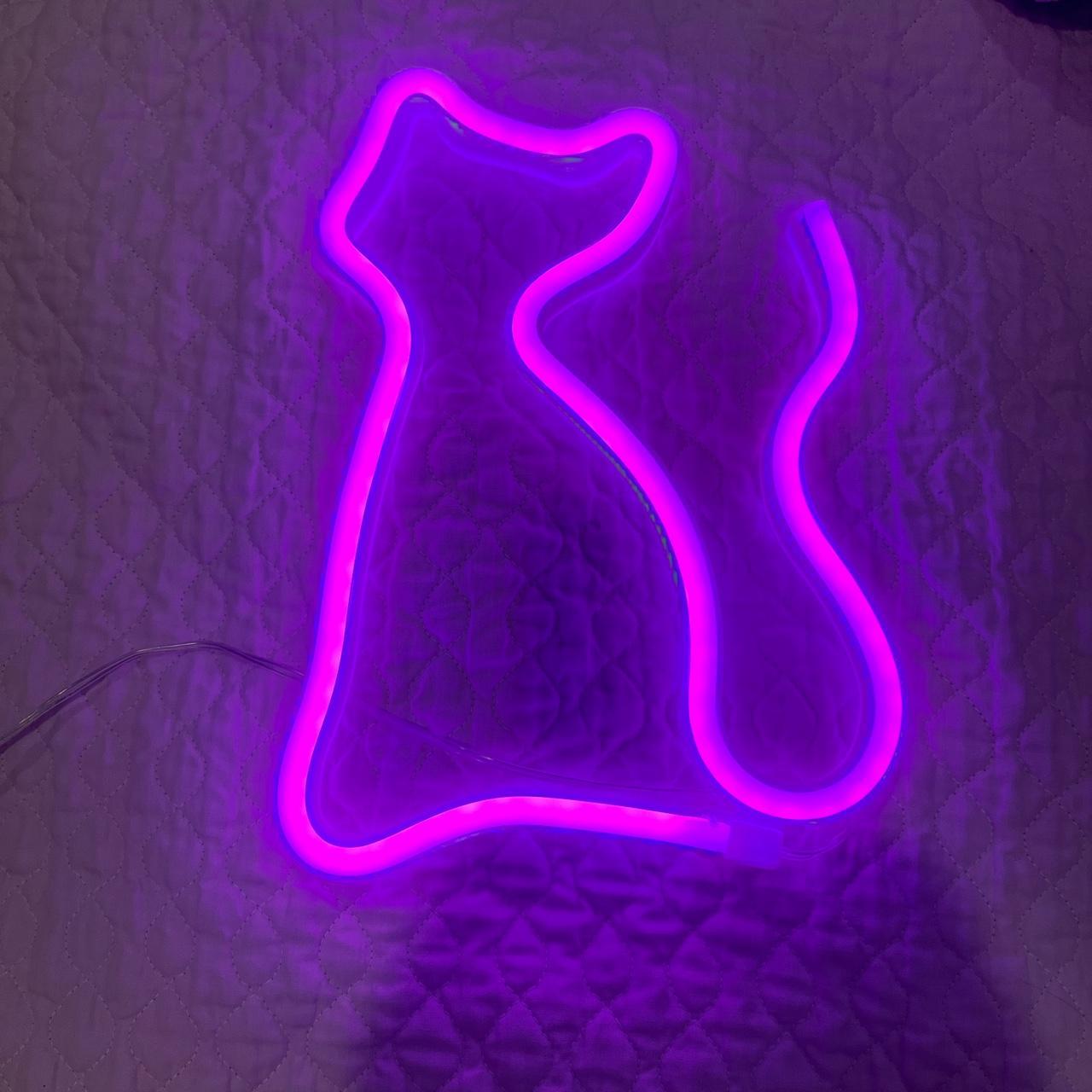 Pink Neon cat light Can be used with battery or usb... - Depop