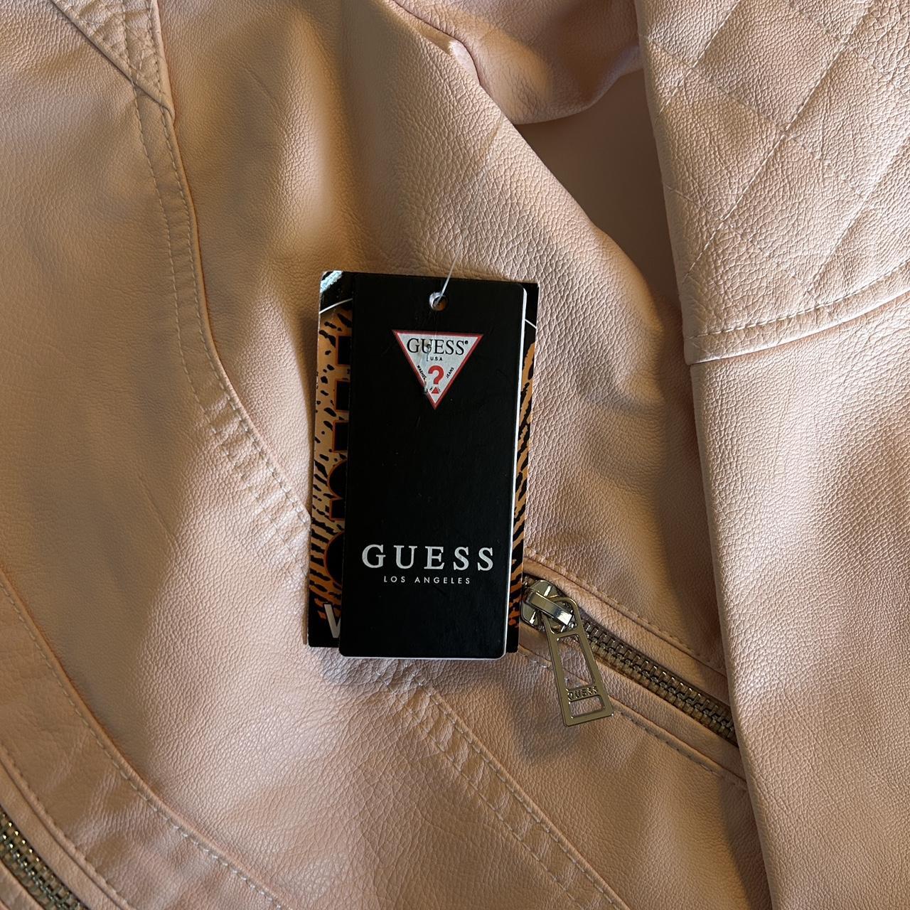 Guess Pink Leather Moto Jacket New with tags - Depop