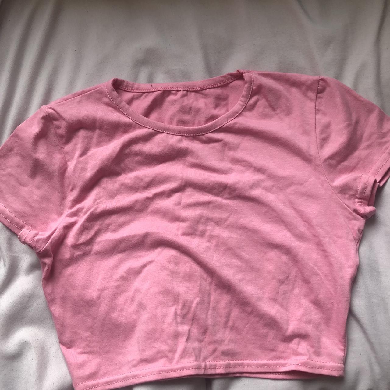 Coquette plain pink crop top Brand new never worn... - Depop