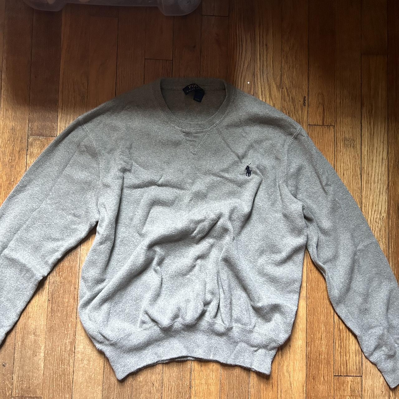 Polo Ralph Lauren Gray Sweater Cotton Petite... - Depop